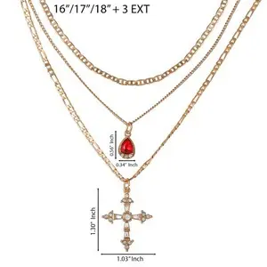 Jessica Simpson Layered Cross & Gem Necklace