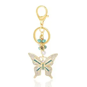 Jessica Simpson Butterfly Charm Keychain - Blue, Gold, Silver