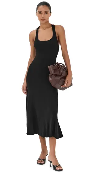 Monse Leather Trim Racerback Midi Dress