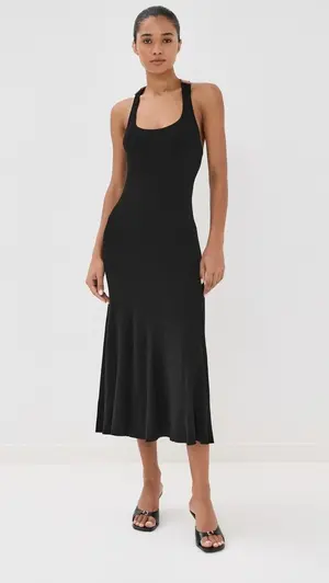 Monse Leather Trim Racerback Midi Dress