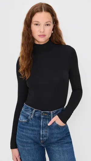 FRAME Rib Turtleneck - Black