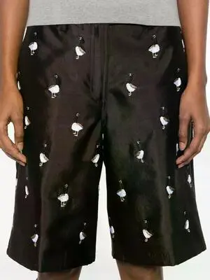 Thom Browne Goose-embroidered Wide-leg Shorts