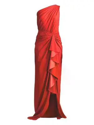Tadashi Shoji One-shoulder Ruffled Dress - Red