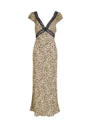 Rixo Iggy Print Crepe De Chine Midi Dress - Leopard