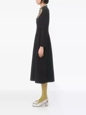 Valentino Garavani Long-sleeved Midi Dress With Animal Print Detail