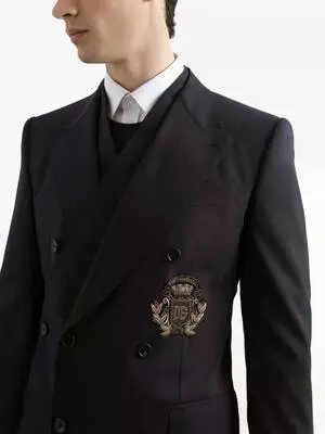 Dolce & Gabbana Double-breasted Crest-embellished Blazer