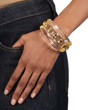 Alexis Bittar Liquid Lucite Studded Hinge Cuff Bracelet - Gold