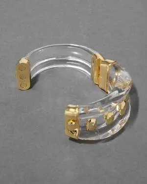 Alexis Bittar Liquid Lucite Studded Hinge Cuff Bracelet