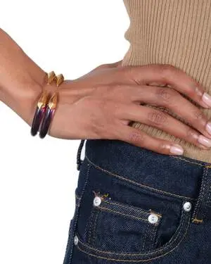 Alexis Bittar Mirrored Pyramid Brake Hinge Bracelet Black Cherry