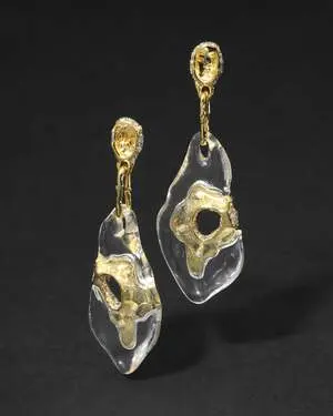 Alexis Bittar Liquid Lucite Crystal Pave Geode Drop Earrings