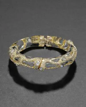 Alexis Bittar Liquid Lucite Crystal Pavé Hinge Bracelet - Clear