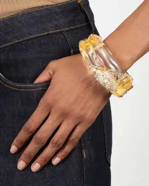 Alexis Bittar Liquid Lucite Crystal Pavé Wide Hinge Bracelet - Gold
