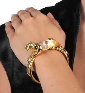 Alexis Bittar Panther Jelly Belly Hinge Bracelet