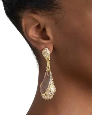 Alexis Bittar Liquid Lucite Crystal Pavé Pebble Drop Earrings - Gold