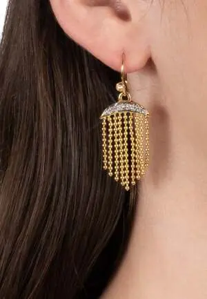 Alexis Bittar Solanales Crystal Petite Fringe Wire Earrings - Gold