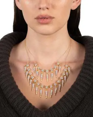Alexis Bittar Solanales Crystal Spear Layered Fringe Necklace - Gold