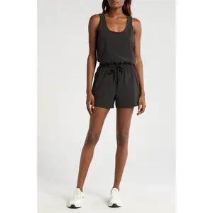 FREE FLY Breeze Drawstring Waist Romper - Black