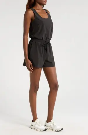 FREE FLY Breeze Drawstring Waist Romper - Black