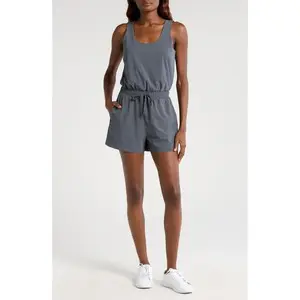 FREE FLY Breeze Drawstring Waist Romper - Storm Cloud