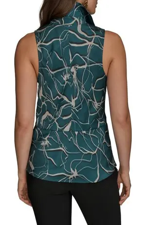 Donna Karan New York Floral Faux Wrap Sleeveless Top