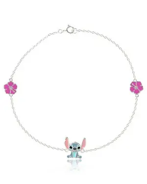 Disney Officially Licensed Sterling Stitch Anklet - Silver