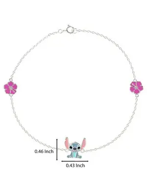 Disney Officially Licensed Sterling Stitch Anklet