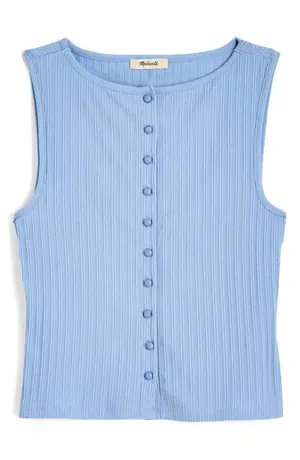 Madewell Ribbed Crewneck Vest Tank - Tranquil Blue