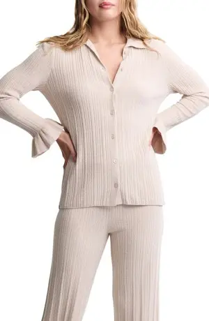 Barefoot Dreams Cozychic® Ultra Lite® Rib Pajama Top - Stone