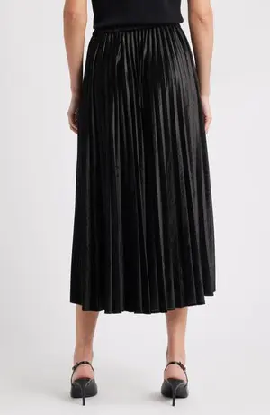 Anne Klein Pleated Velour Midi Skirt - Anne Black
