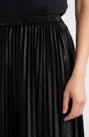 Anne Klein Pleated Velour Midi Skirt - Anne Black