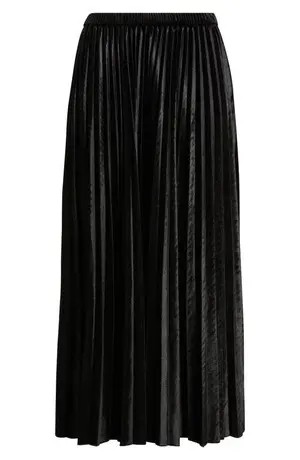 Anne Klein Pleated Velour Midi Skirt - Anne Black