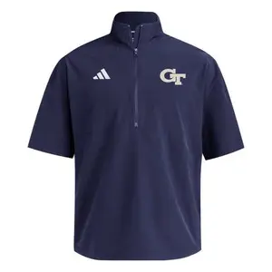 Adidas Georgia Tech Yellow Jackets Woven Quarter-zip Short Sleeve Pullover