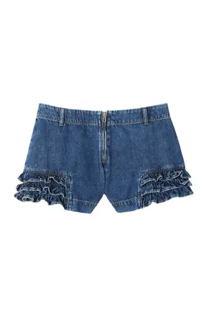 Sandro Ruffled Denim Shorts