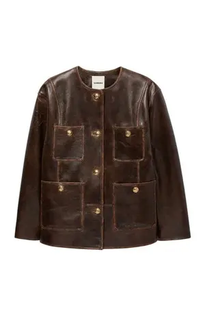Sandro Long Distressed Leather Jacket