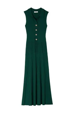 Sandro Sleeveless Knit Dress With Polo Neck