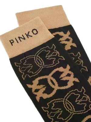 Pinko Love Birds Patterned Knee-high Socks - Black