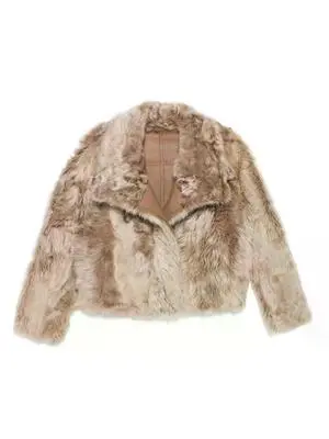 YVES SALOMON Leather-trimmed Fur Jacket - Neutrals