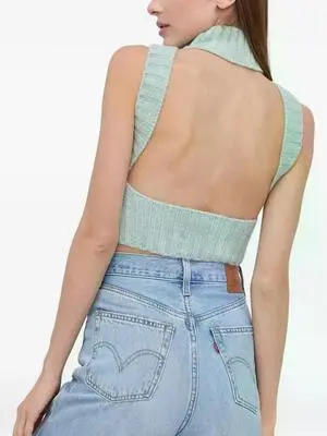 For Love & Lemons High-neck Open-back Knit Top