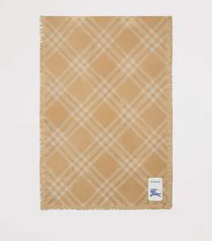 Burberry Wool-silk Wide Check Scarf - Beige