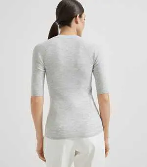 Brunello Cucinelli Cashmere Sparkling Short-sleeve Sweater