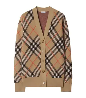 Burberry Wool-mohair Check Cardigan - Beige
