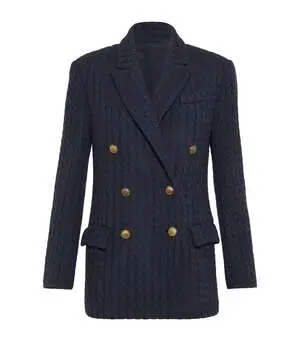 Brunello Cucinelli Cashmere Cable Knit Double-breasted Blazer