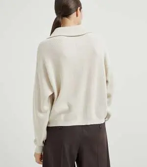 Brunello Cucinelli Cotton-blend Rib-knit Polo Sweater