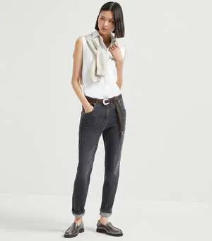 Brunello Cucinelli Stretch-cotton Poplin Monili Shirt - White