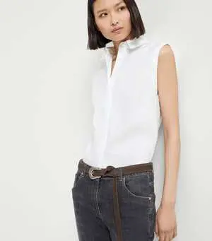 Brunello Cucinelli Stretch-cotton Poplin Monili Shirt - White