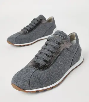Brunello Cucinelli Wool Leather-trim Sneakers