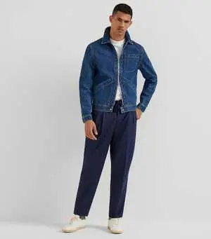 Brunello Cucinelli Virgin Wool Drawstring Leisure Trousers - Blue