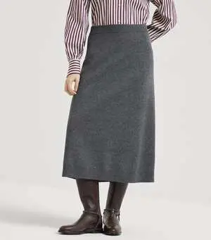 Brunello Cucinelli Cashmere Double-knit Midi Skirt