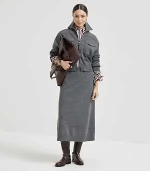Brunello Cucinelli Cashmere Double-knit Midi Skirt