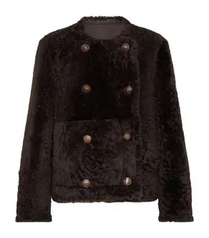 Brunello Cucinelli Shearling-leather Reversible Pea Coat - Brown